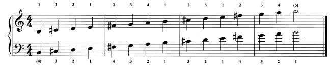 B Natural Minor Scale
